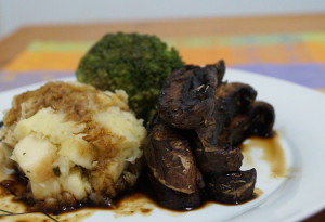 Balsamic Marinated Portobello Mushrooms served with a Parsnip & Pear ...